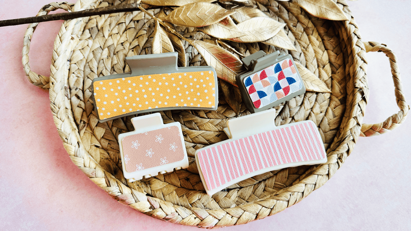 Make Faux Leather Claw Hair Clips with a Cricut - Amy Romeu