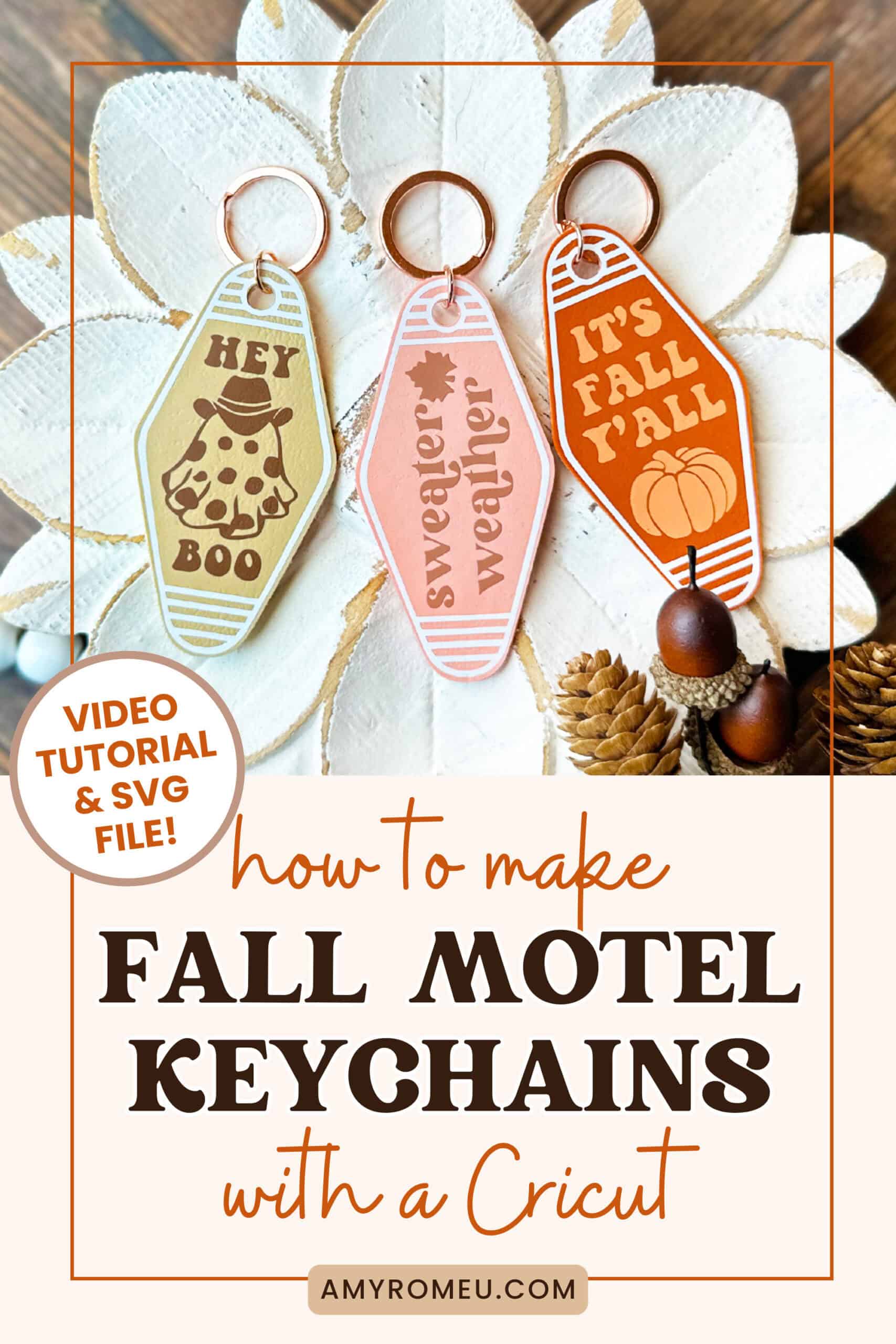 Faux Leather Fall Motel Style Keychains - Amy Romeu