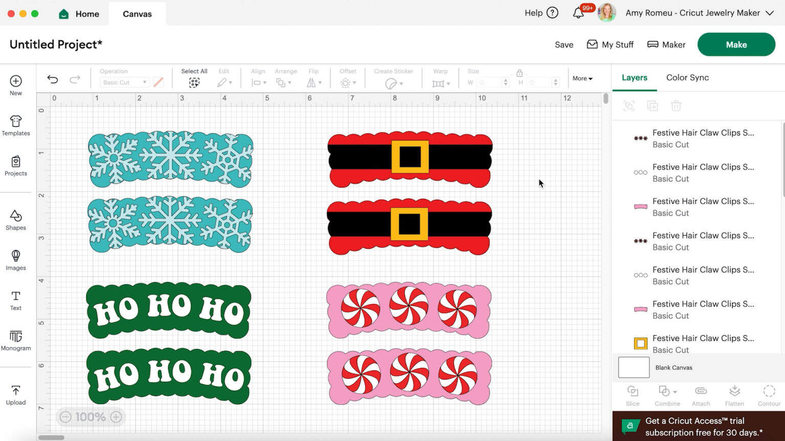 How to Make Holiday Faux Leather Hair Claw Clips with a Cricut - Amy Romeu