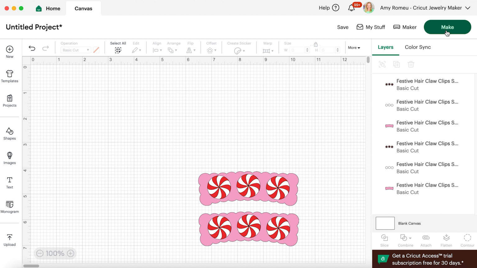 How to Make Holiday Faux Leather Hair Claw Clips with a Cricut - Amy Romeu
