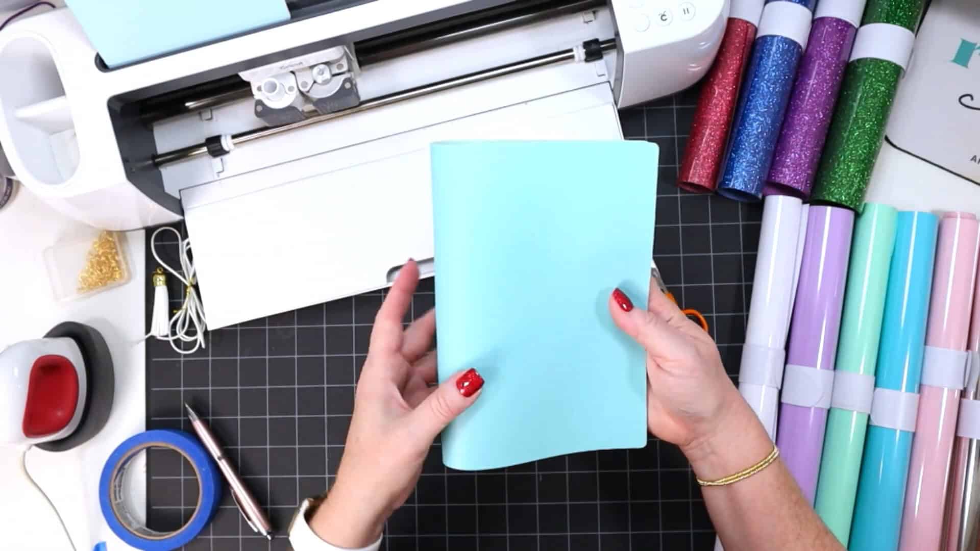 How to Make a Holiday Faux Leather Notebook Cover with a Cricut - Amy Romeu