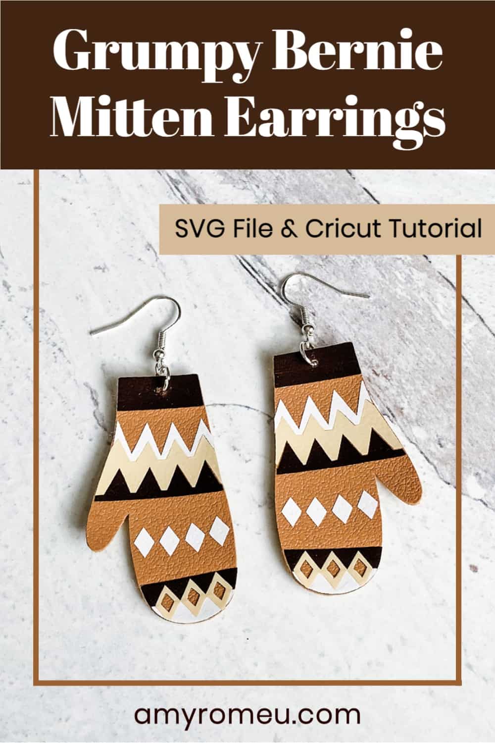 Bernie Mittens Earrings Cricut DIY - Amy Romeu