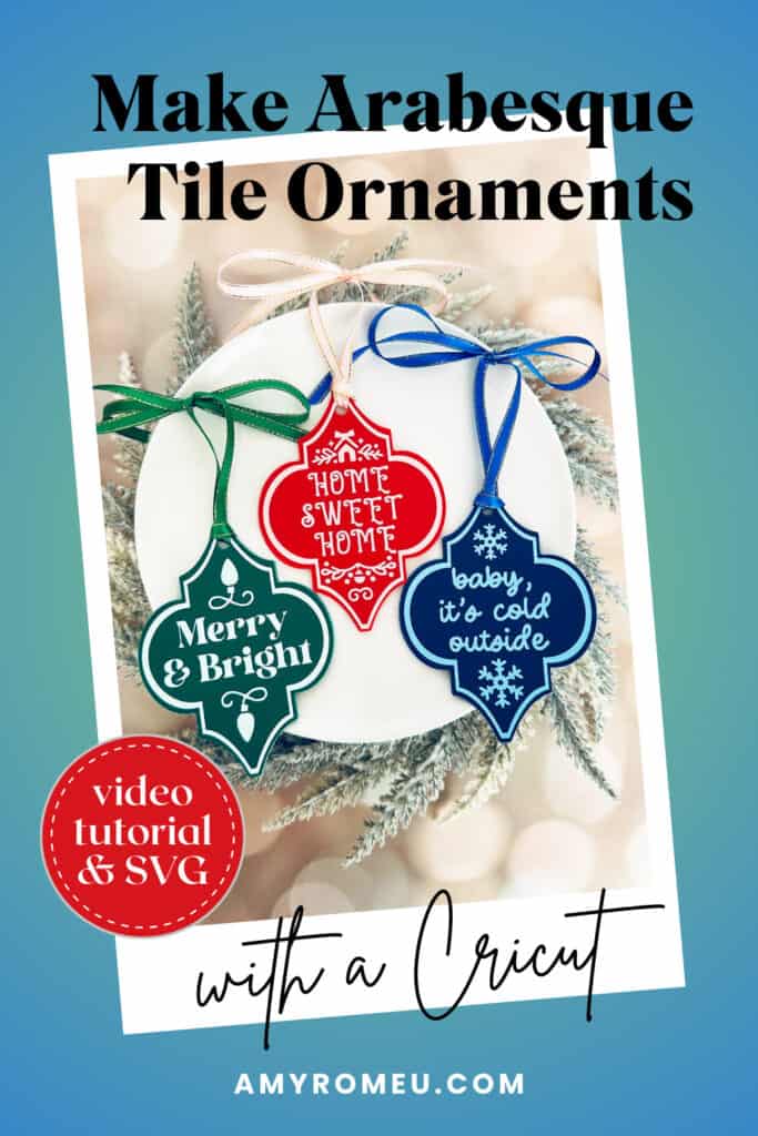 How to Make Faux Leather Arabesque Tile Ornaments with a Cricut - Amy Romeu