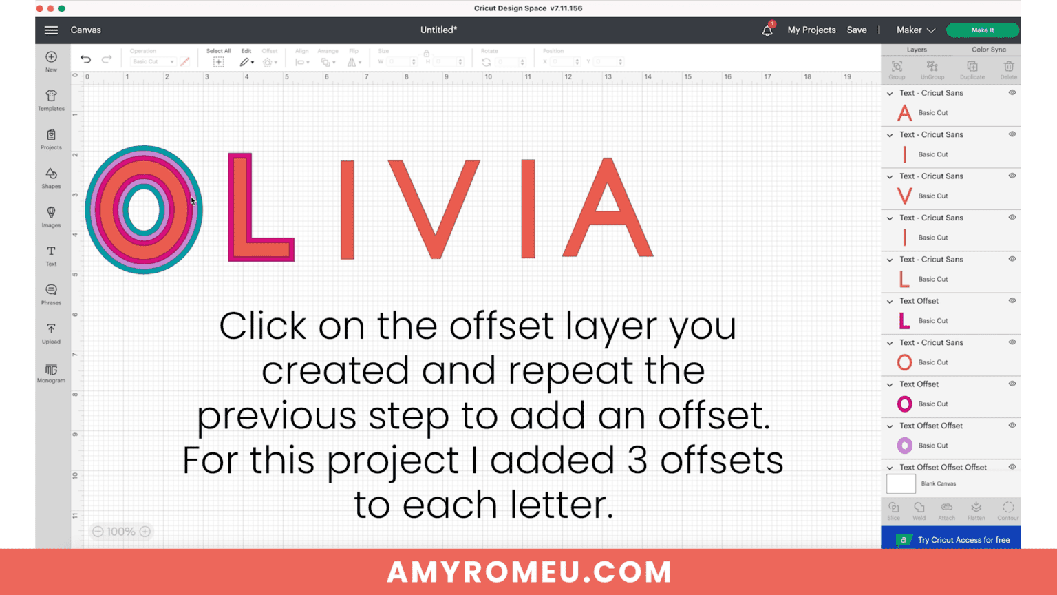 How to Use Offset in Cricut Design Space to Make a Personalized Name ...