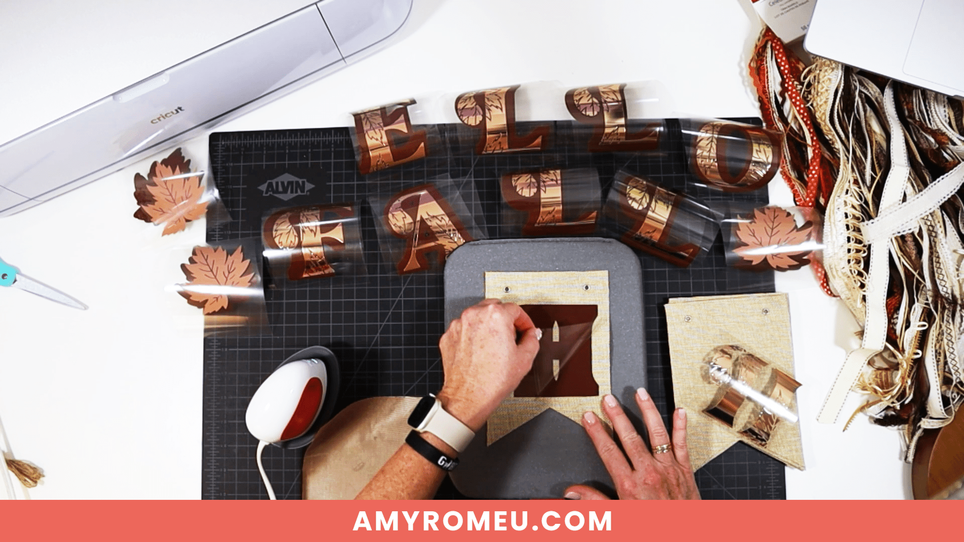 Diy Cricut Hello Fall Fireplace Banner Project Amy Romeu