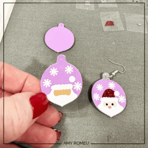 Faux Leather Cricut Santa Ornament Earrings - Amy Romeu