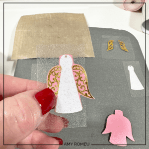 Faux Leather Angel Earrings Made with a Cricut - Amy Romeu