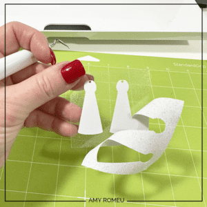 Faux Leather Angel Earrings Made with a Cricut - Amy Romeu