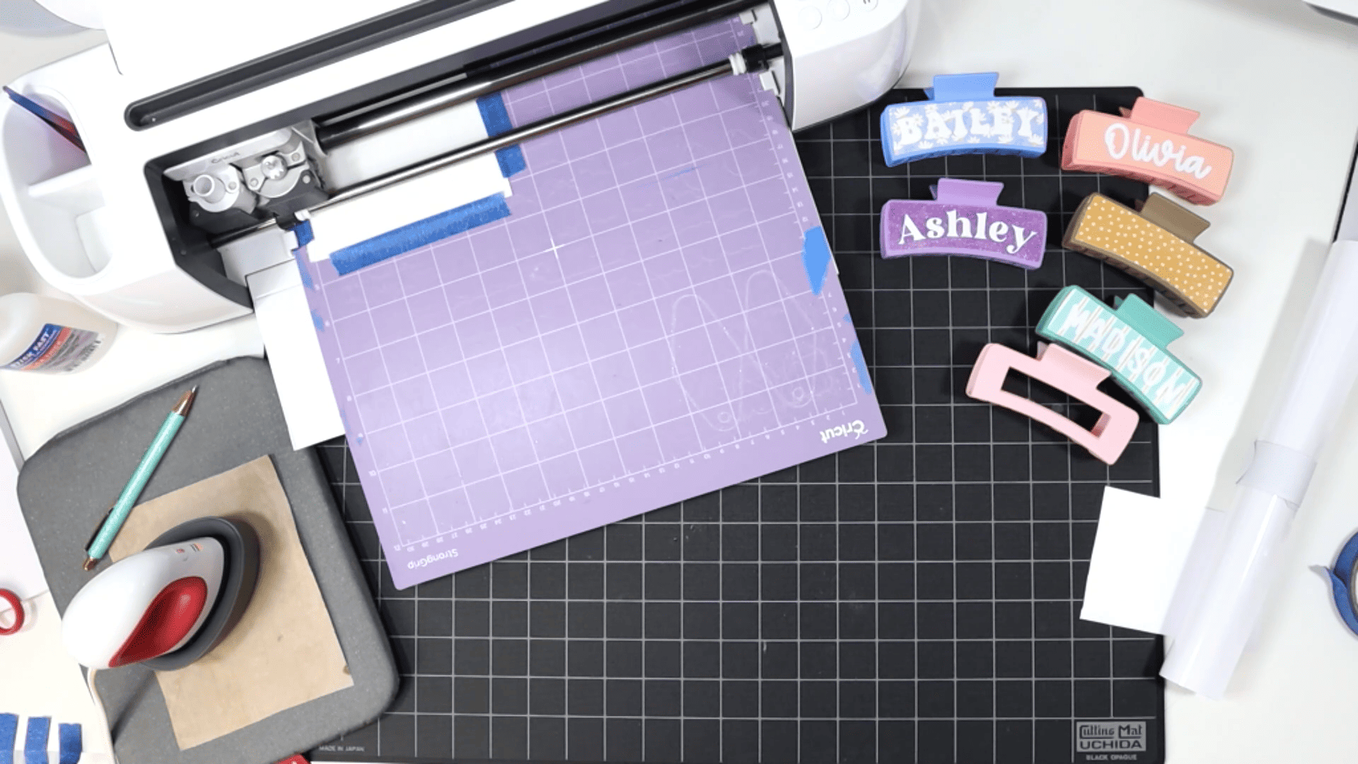 Personalized Faux Leather Claw Hair Clips with a Cricut - Amy Romeu