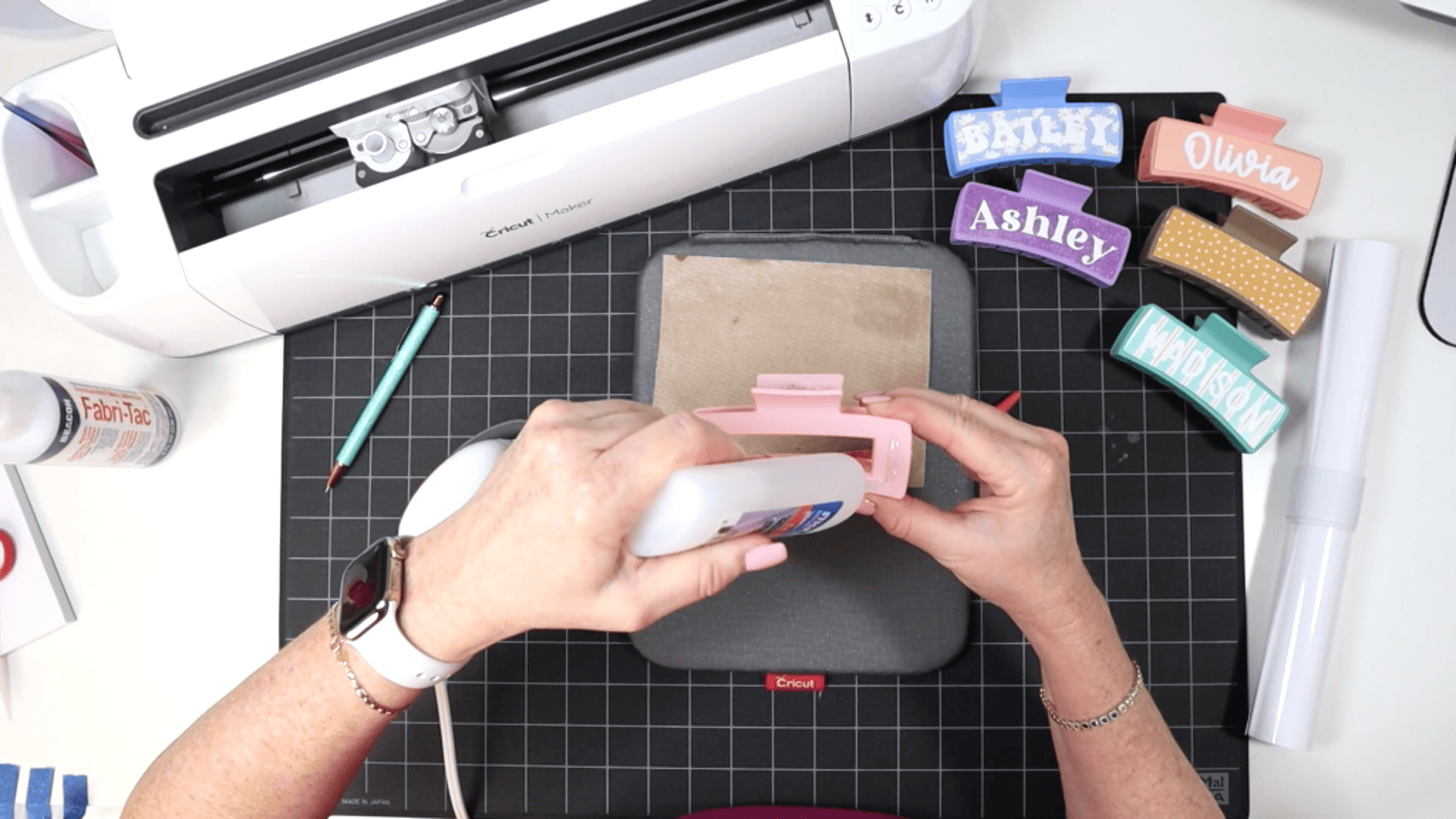 Personalized Faux Leather Claw Hair Clips with a Cricut - Amy Romeu