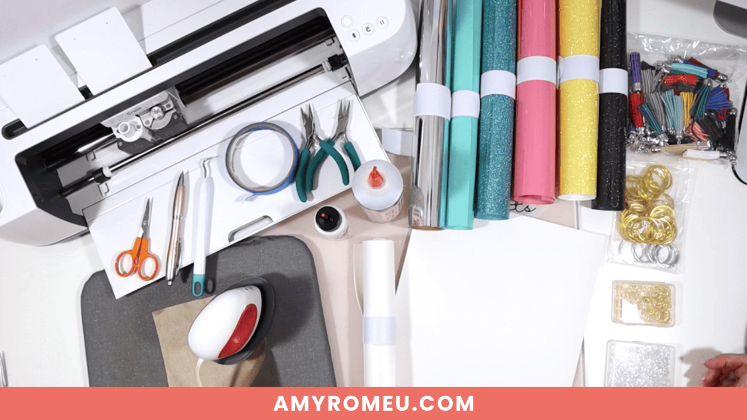 Make a Summer Bicycle Faux Leather Keychain with a Cricut - Amy Romeu
